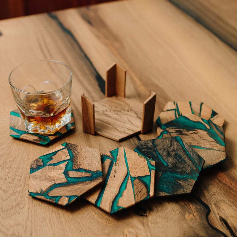 Wooden Resin Coasters - Etsy