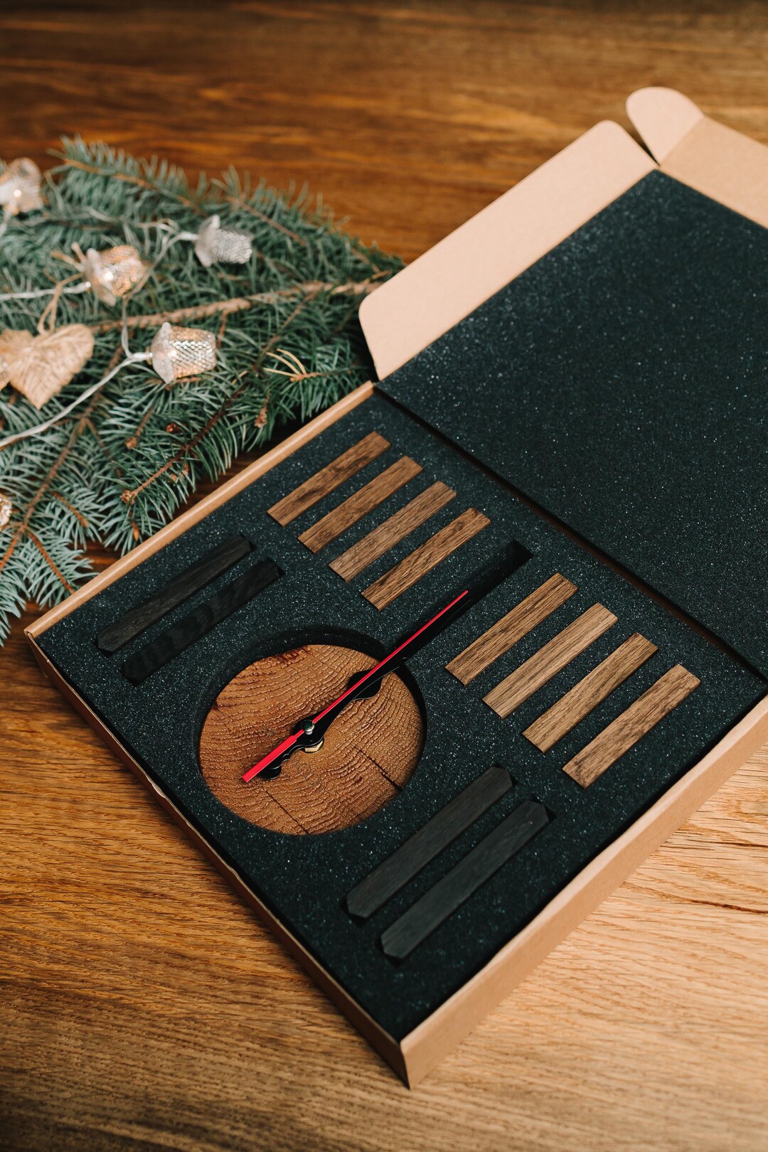 Christmas Gift Box Wall Clock, Large Wall Clock, Round Bog Oak Clock ...