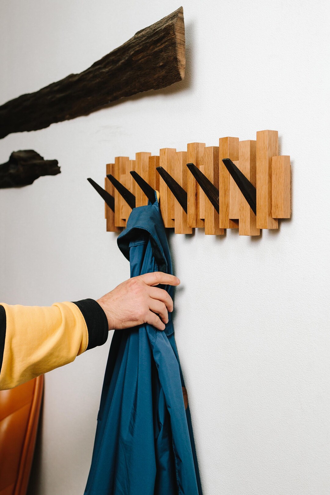 Piano Key Coat Rack: Rustic Bog Oak, Wood Entryway Organizer - Etsy