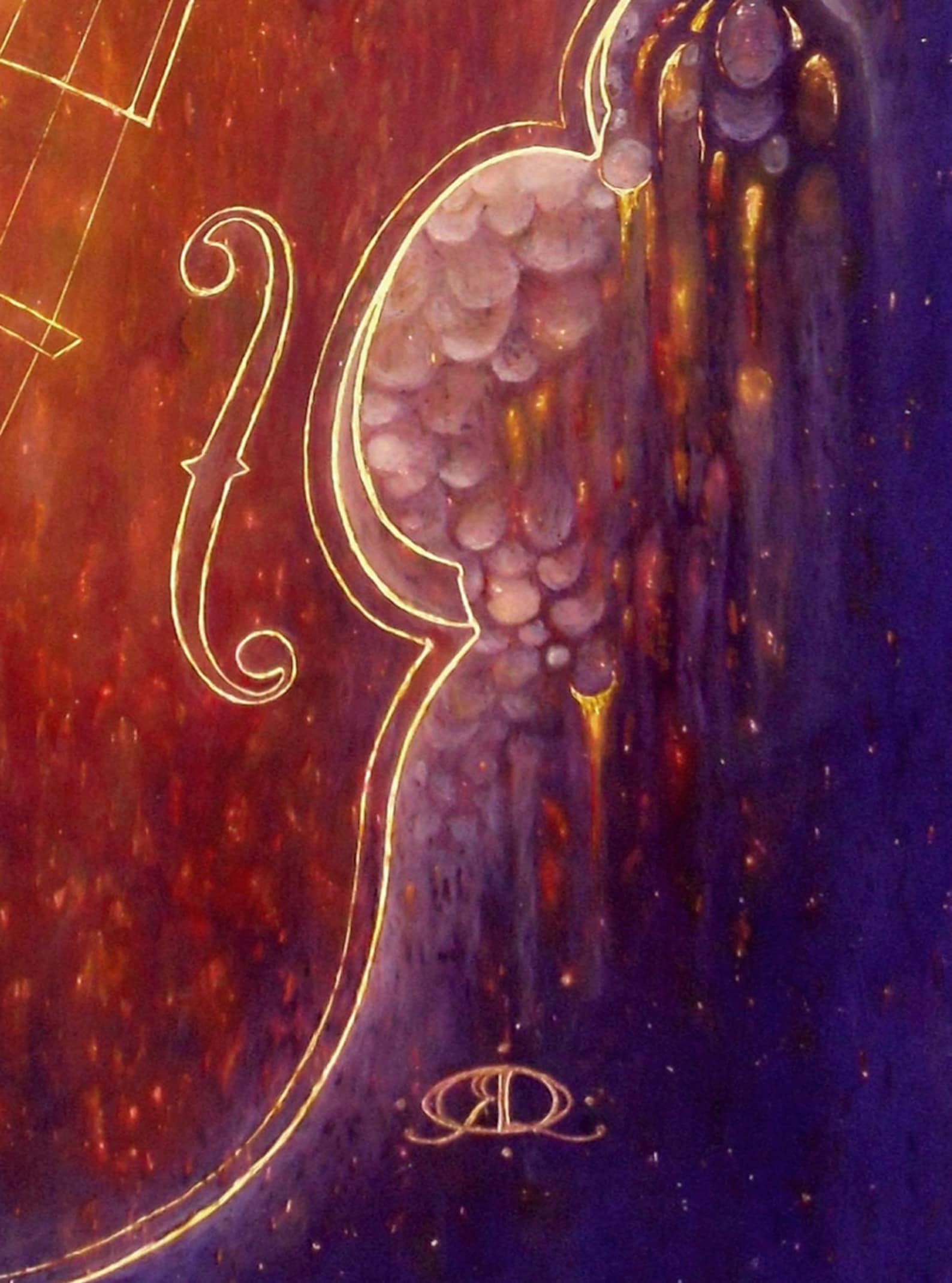 The Purple Fiddle - Print of the Original Oil Pastel Etching - Etsy