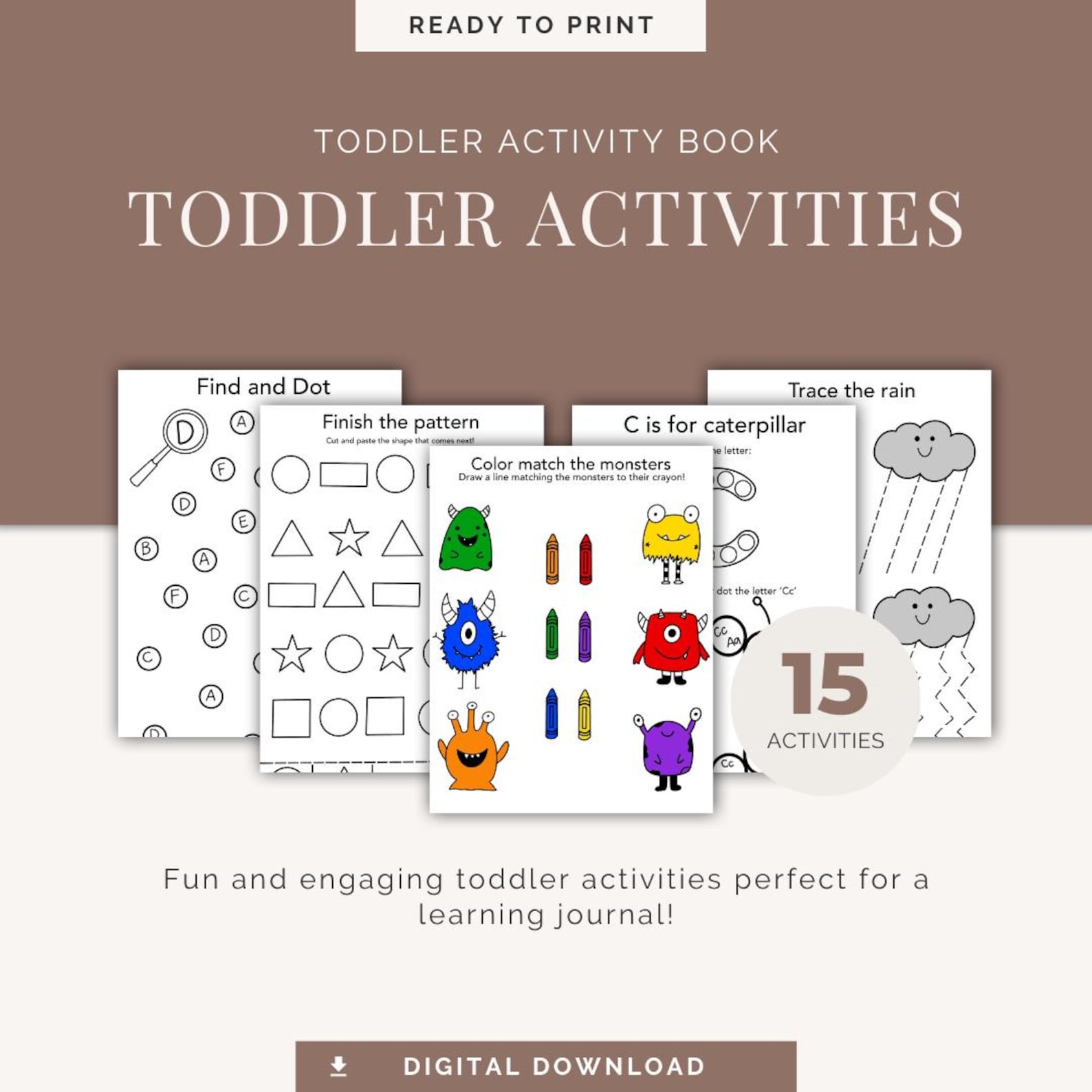 Toddler Activity Journal, Printable DIY Toddler Activities, Learning ...
