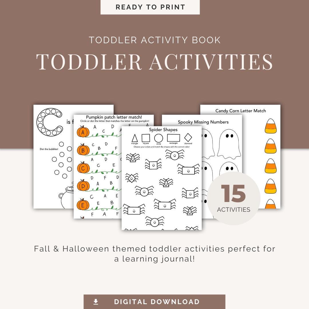 Fall/halloween Toddler Activity Journal, Printable DIY Toddler ...