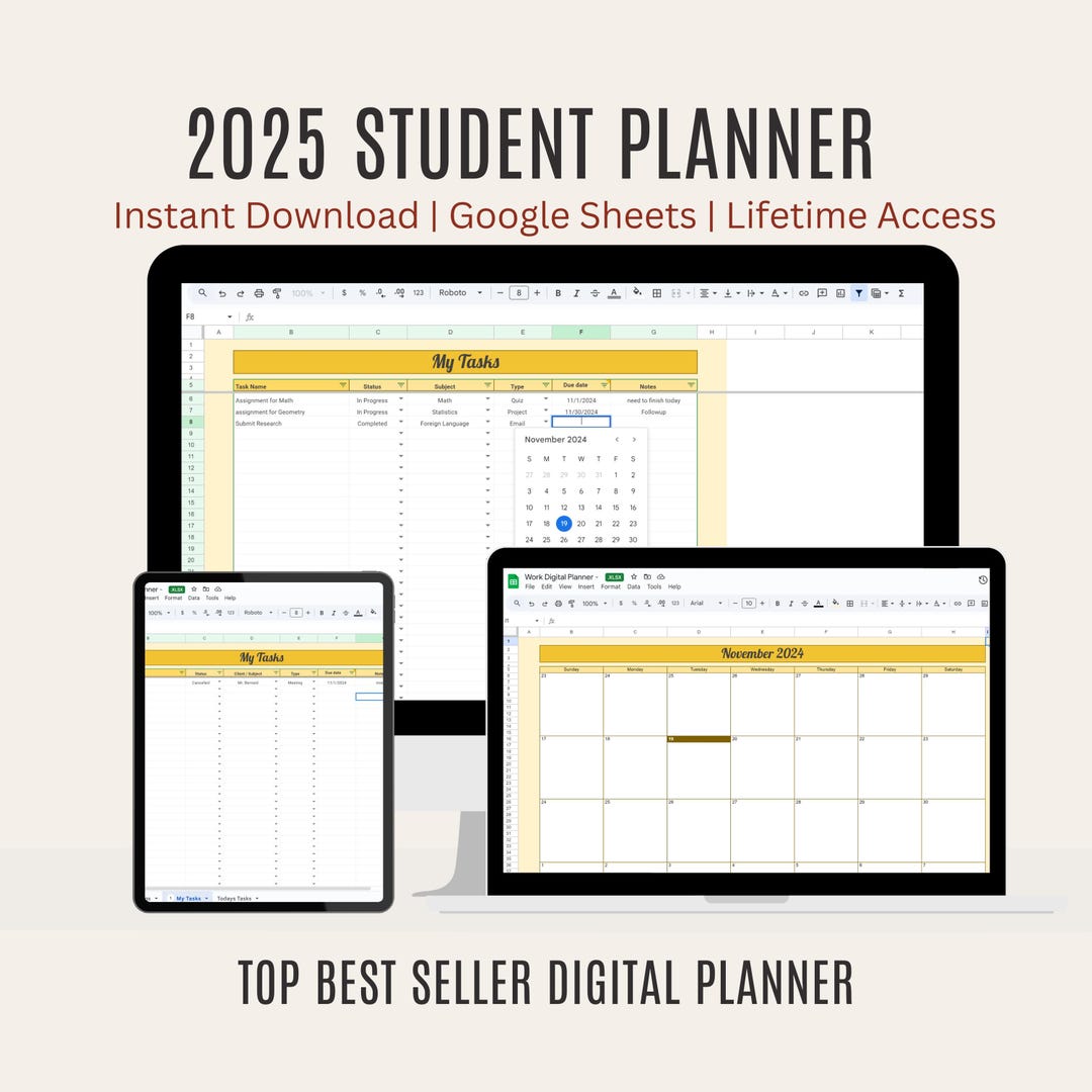 Student Planner Spreadsheet, School Assignment Tracker Google Sheets ...