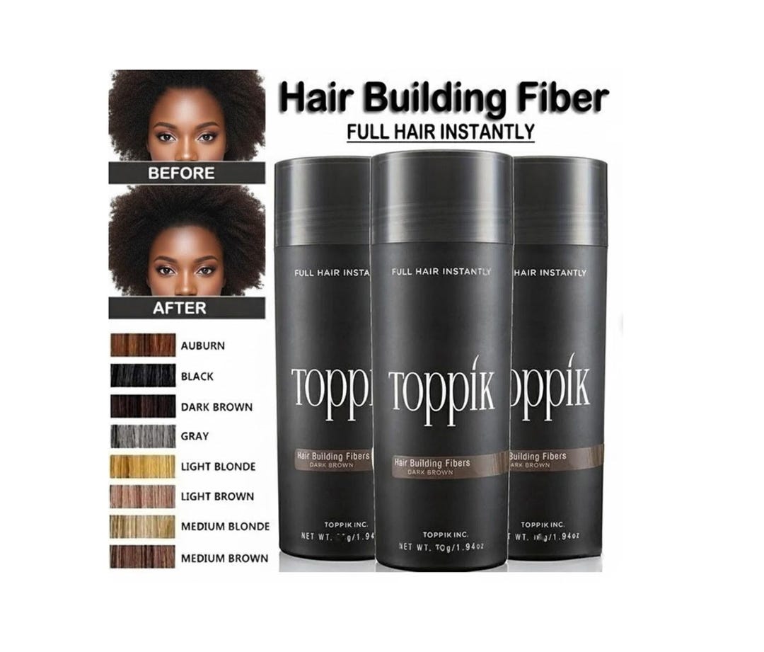 AUTHENTIC TOPPIK Hair Building Fibers - 3 Pack - Hair Loss Concealer ...