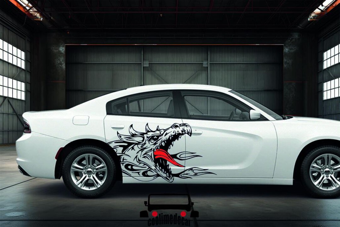 Dragon Car Sticker | Fierce Dragon Decal With Tongue Out for Dodge ...