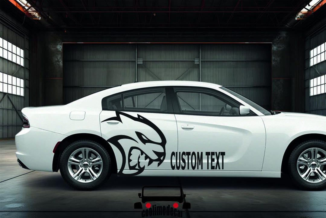 Custom Text Hellcat Head Car Sticker | Aggressive Hellcat Decal for Dodge Charger, Challenger ...
