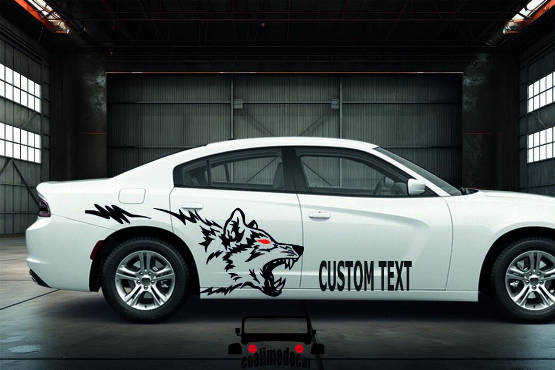 Custom Text Red-eyed Wolf Car Sticker | Fierce Wolf Decal for Dodge ...