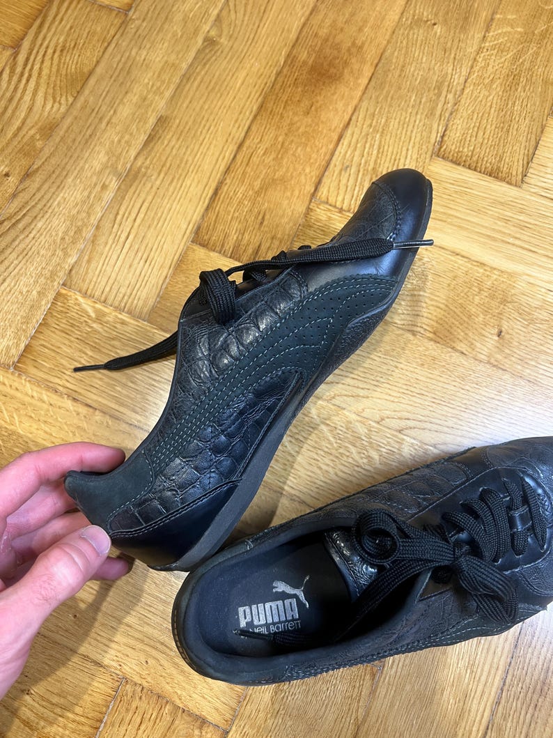 Puma Neil Barrett 96 Hours – Striped Snake Black Leather Low Trainers ...