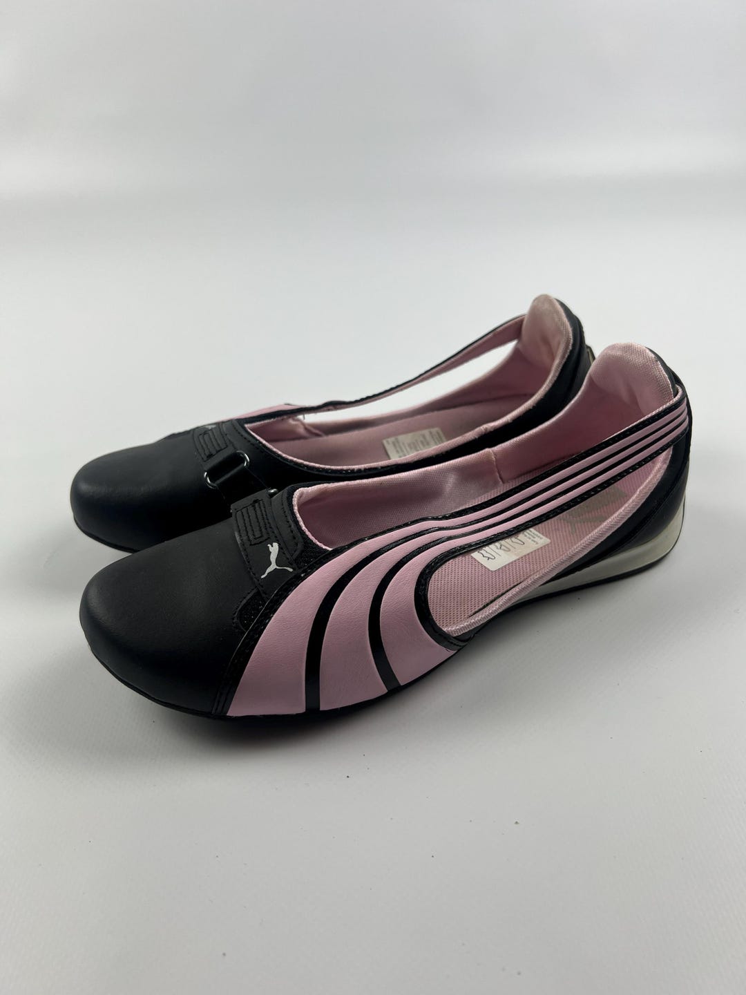 Puma Ballet Flats Sandals Black Pink Leather Moto Racing Vintage - Etsy