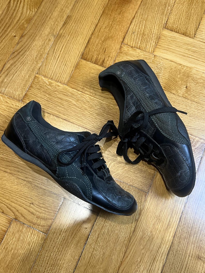 Puma Neil Barrett 96 Hours – Striped Snake Black Leather Low Trainers ...