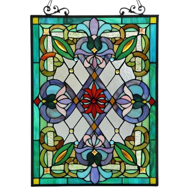 Tiffany Style Stained Glass Window Panel Suncatcher - Victorian Theme ...