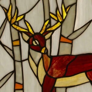 Hanging Majestic Deer Stained Glass Window Panel Suncatcher - 14x11in ...