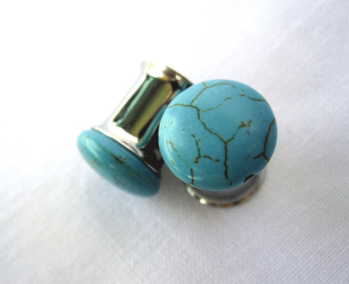 Pair of Turquoise Plugs 2g 0g 00g 7/16 1/2 - Etsy