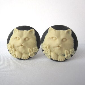 Pair of Cat Cameo Plugs Black or Pink Kitty Plugs Girly - Etsy