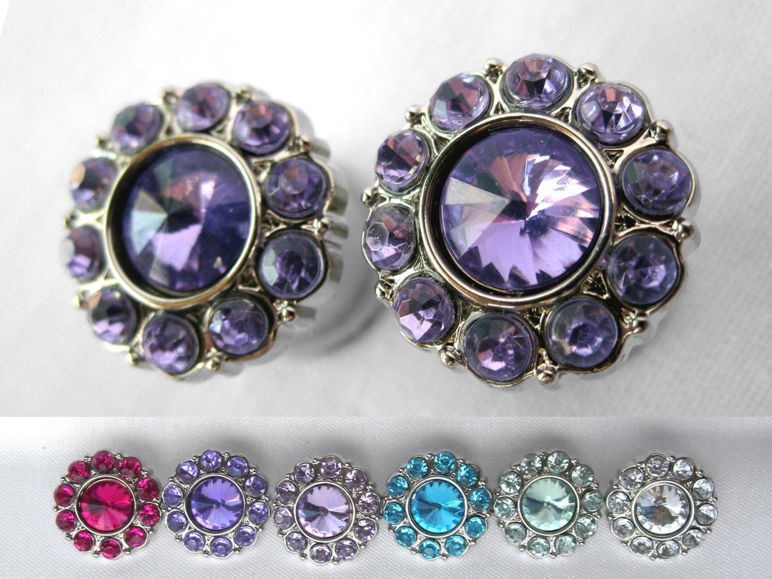 Pair of Rhinestone Plugs Handmade Girly Gauges More Colors - Etsy