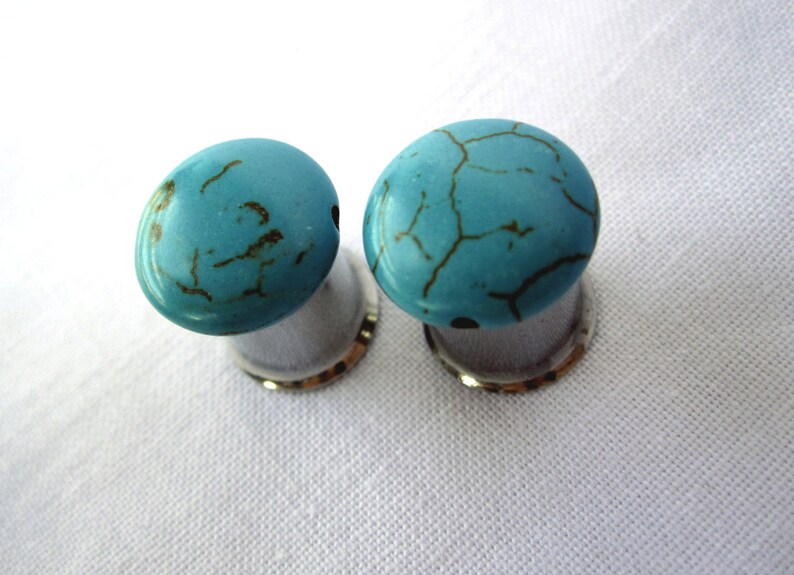 Pair of Turquoise Plugs 2g 0g 00g 7/16 1/2 | Etsy