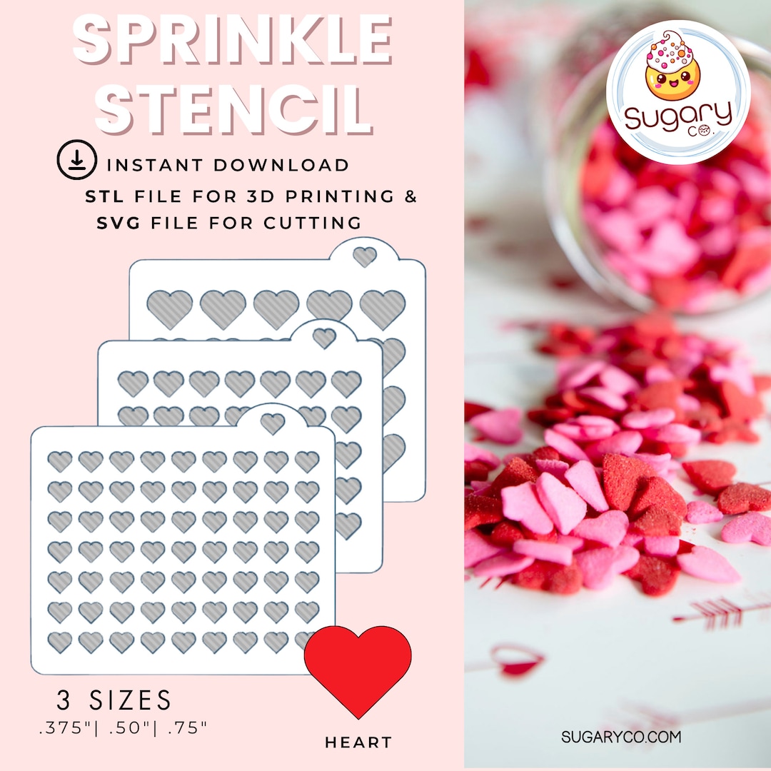 HEART Sprinkle Stencil (3 Sizes) Digital Download - STL File for 3D ...