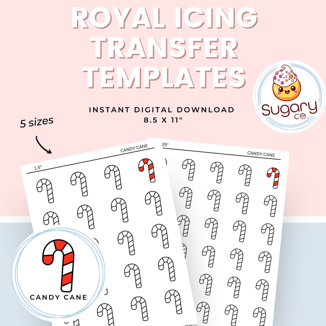 Candy Cane Royal Icing Transfer Sheets: Christmas Cookie Decorating ...