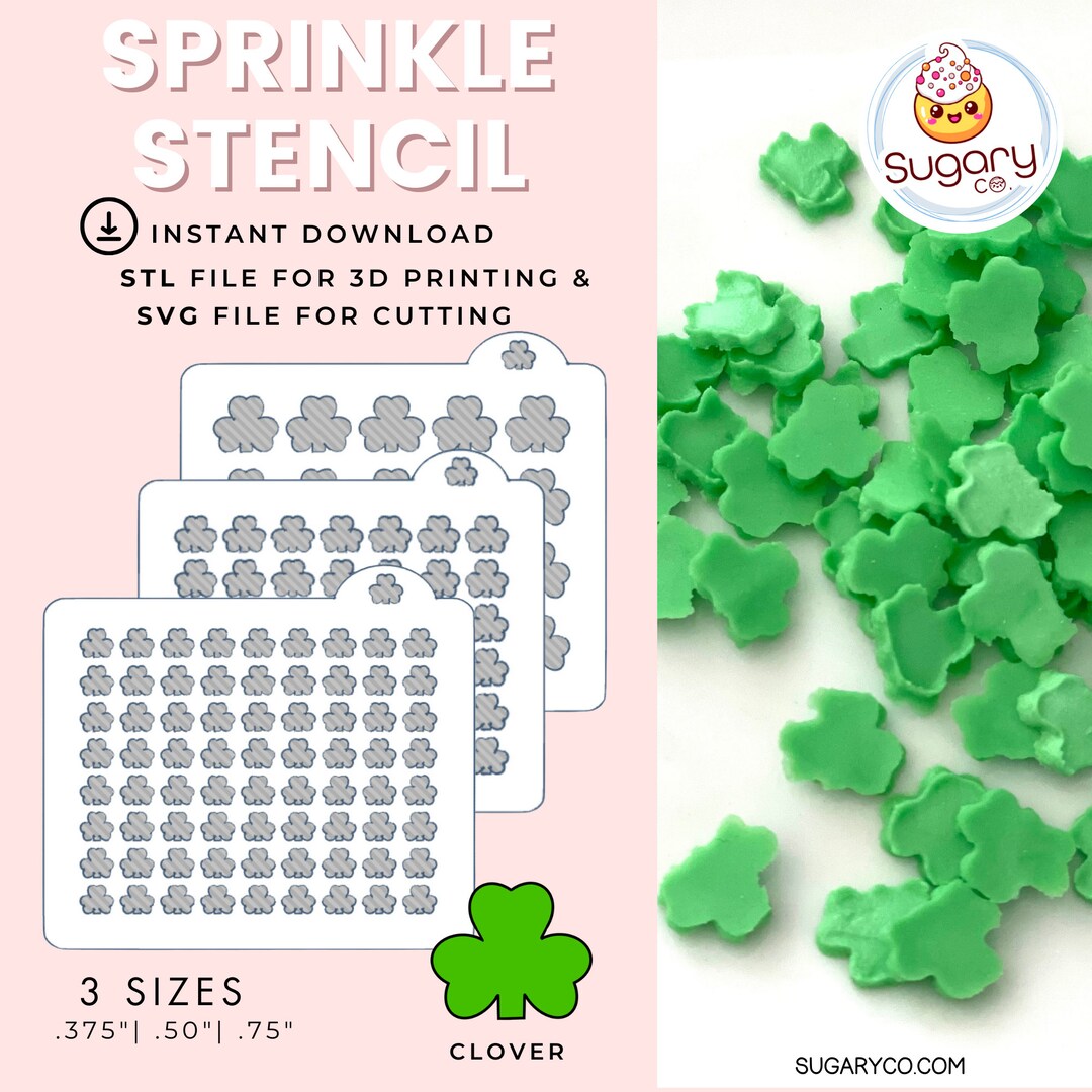 Clover Shamrock Sprinkle Stencil (3 Sizes) Digital Download - STL File ...