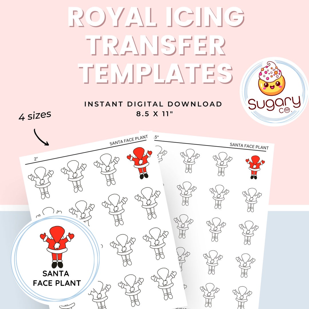 Santa Face Plant Royal Icing Transfer Sheets: Christmas Cookie ...