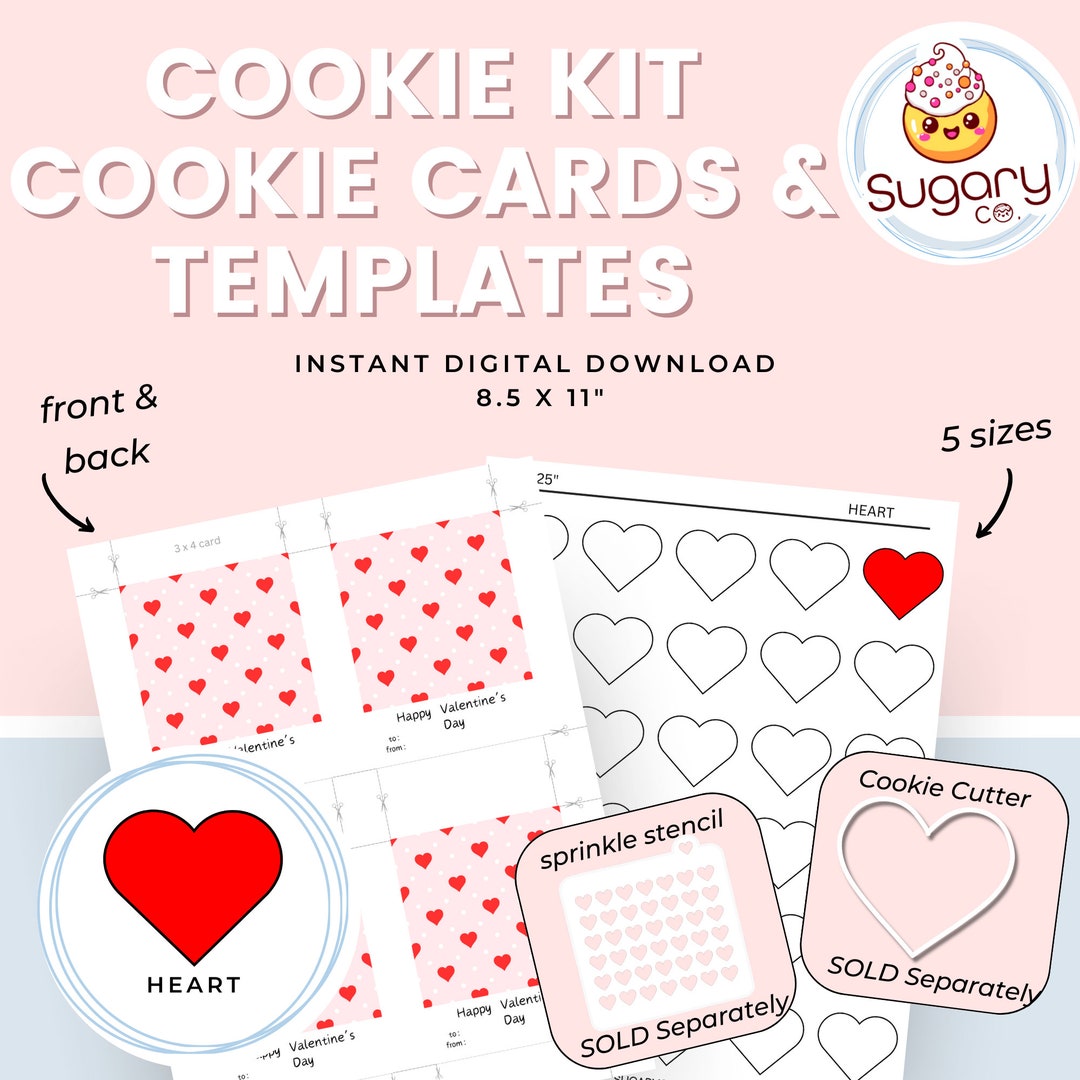 Valentine Cookie Kit, HEART Royal Icing Transfer Sheets, Cookie Card ...