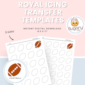 FOOTBALL Royal Icing Transfer Sheets, Set of 5 Printable Sheets ...