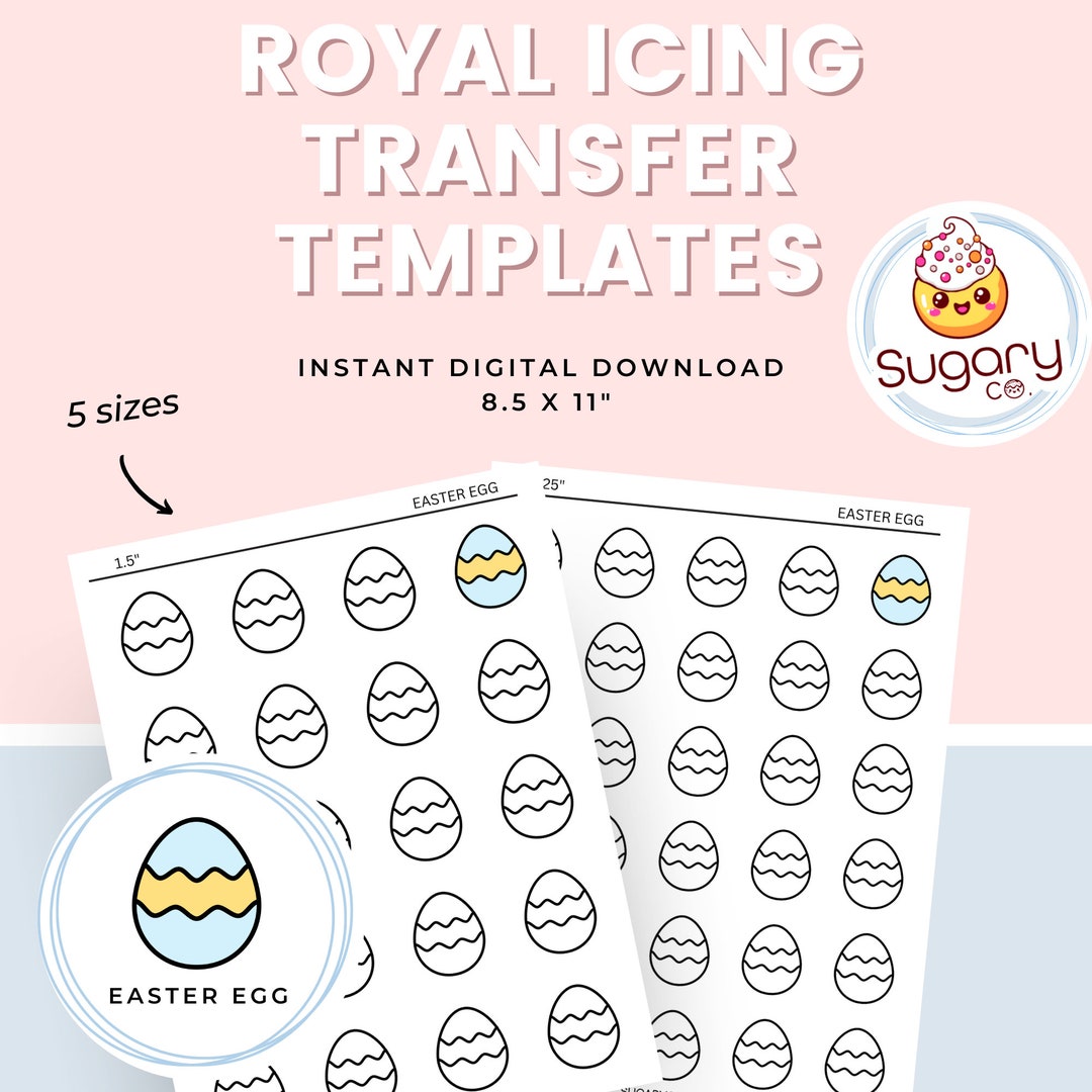 Easter Egg Royal Icing Transfer Sheets: Cookie & Cupcake Decor (digital ...