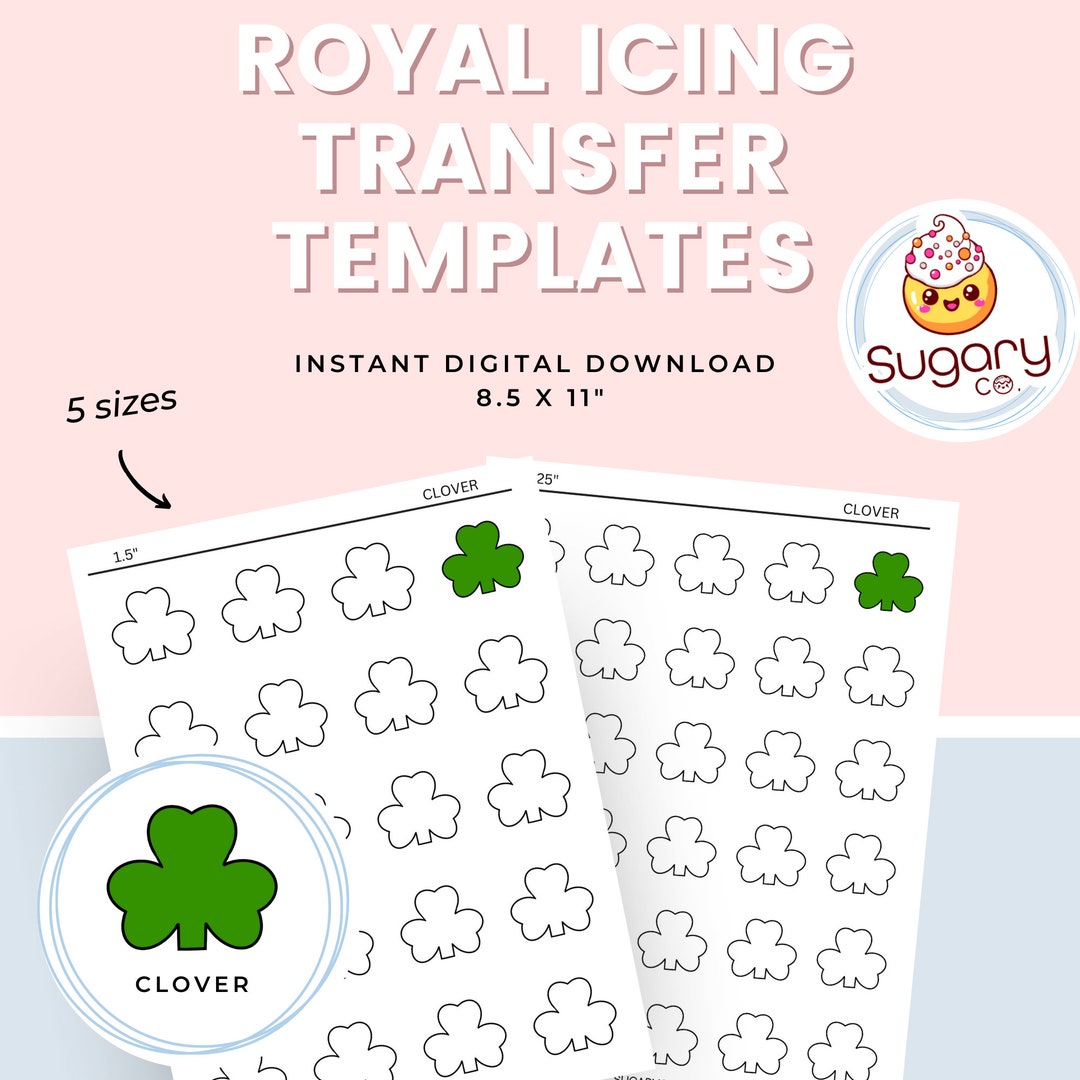 Clover Shamrock Royal Icing Transfer Sheets: Cookie Decorating (digital ...