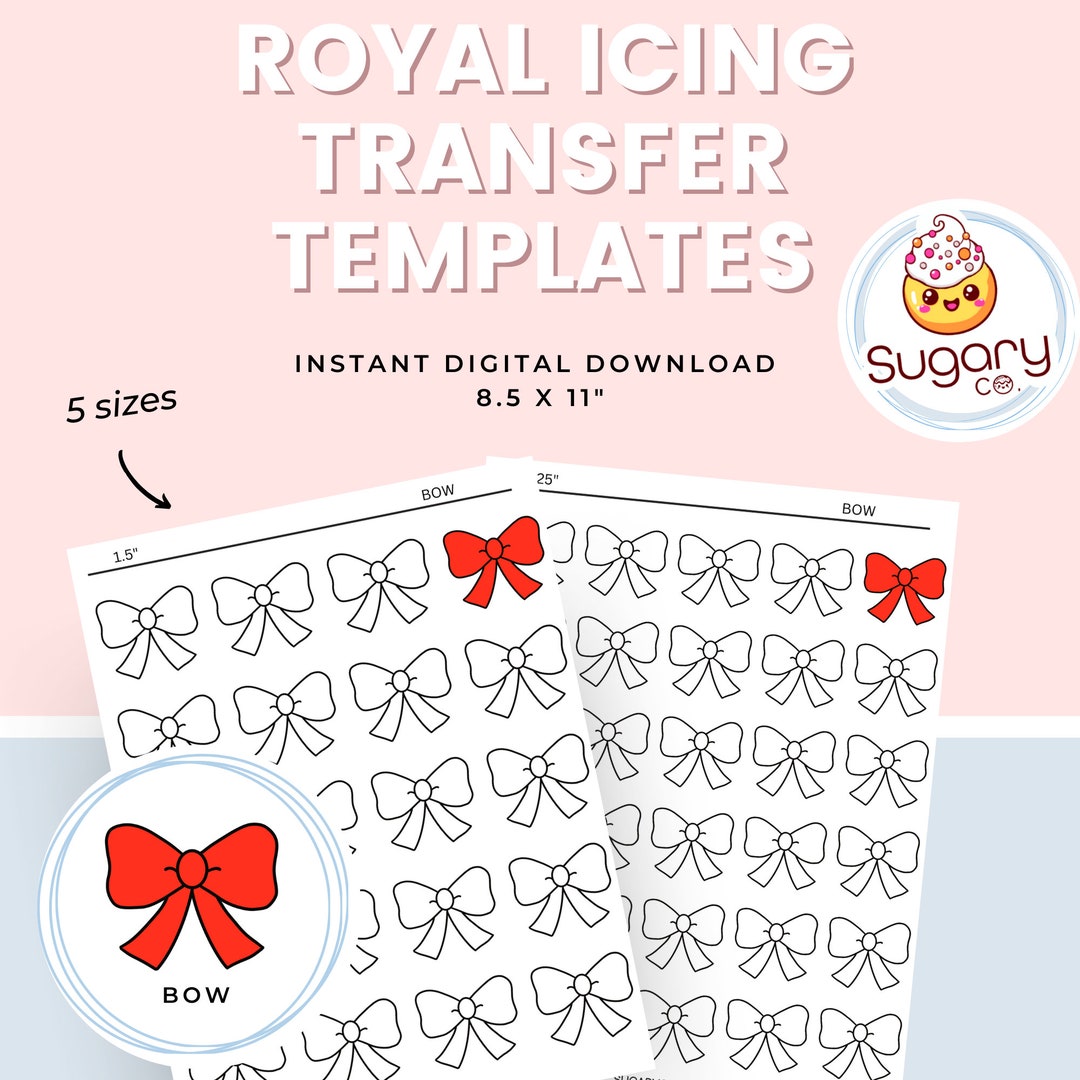 BOW Royal Icing Transfer Sheets | Royal Icing Template, Set of 5 ...