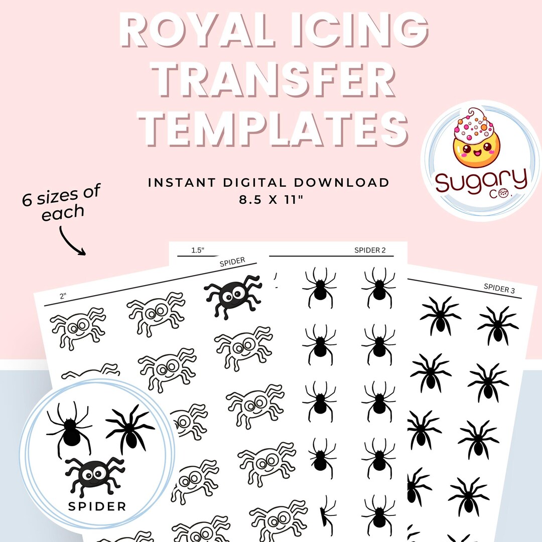 Spider Royal Icing Transfer Sheets: 3 Spider Designs, Halloween Cookie ...