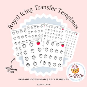 Strawberry Royal Icing Transfer Sheets: Cookie Decorating Template ...
