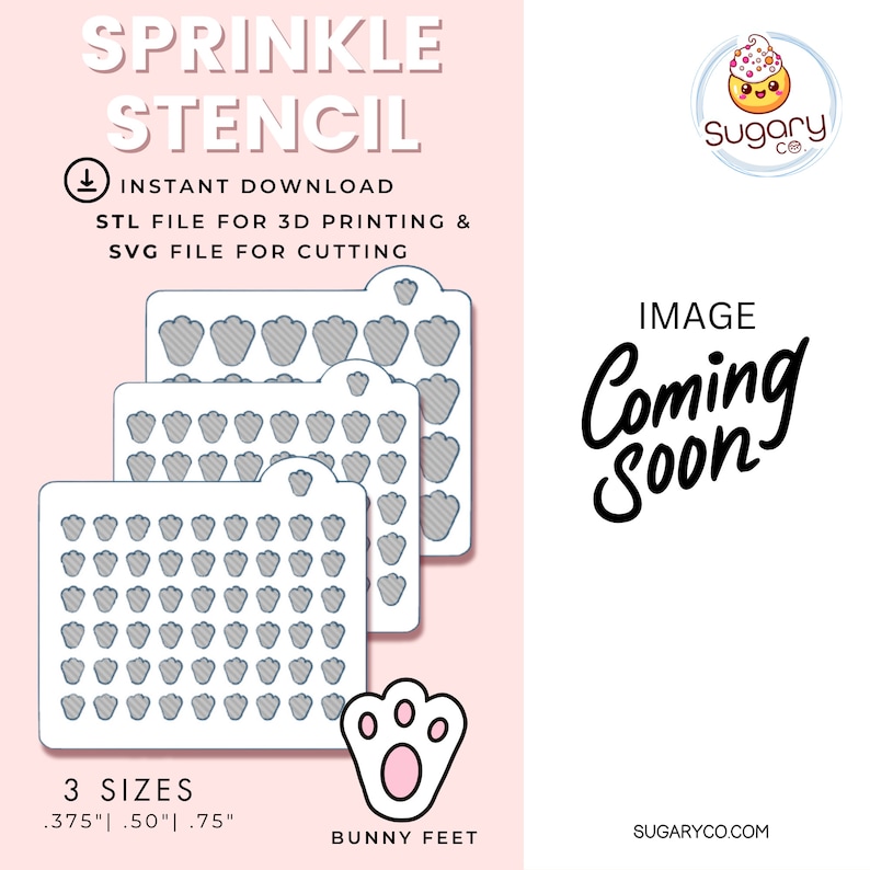 Bunny Paw Sprinkle Stencil: 3D Print & Cutting SVG (digital Download ...