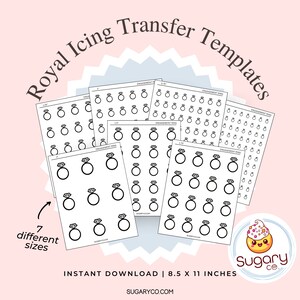 Engagement Ring Royal Icing Transfer Sheets: Cookie Decorating Template ...