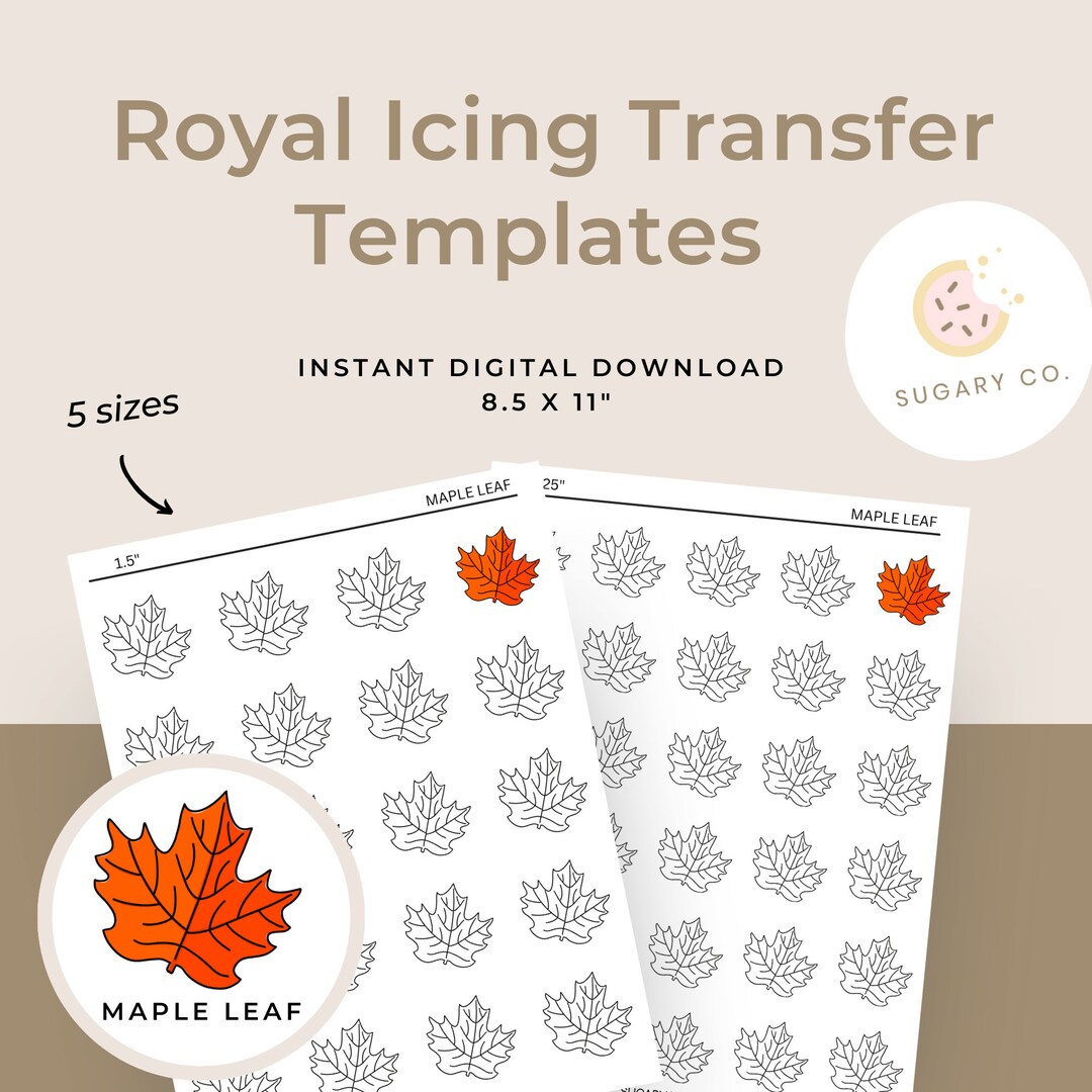 Maple Leaf Royal Icing Transfer Sheets Set of 5 Printable - Etsy