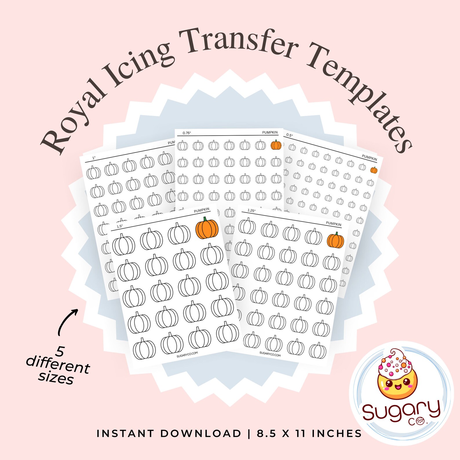 Pumpkin Royal Icing Transfer Sheets: 3 Pumpkin Designs, Fall Cookie ...