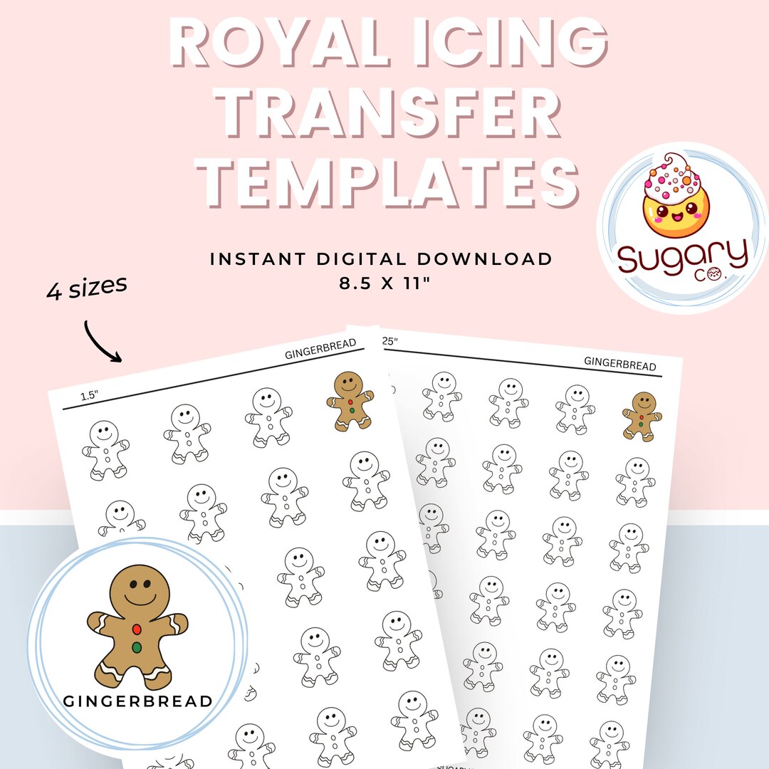 Gingerbread Royal Icing Transfer Sheets Set of 5 Printable - Etsy