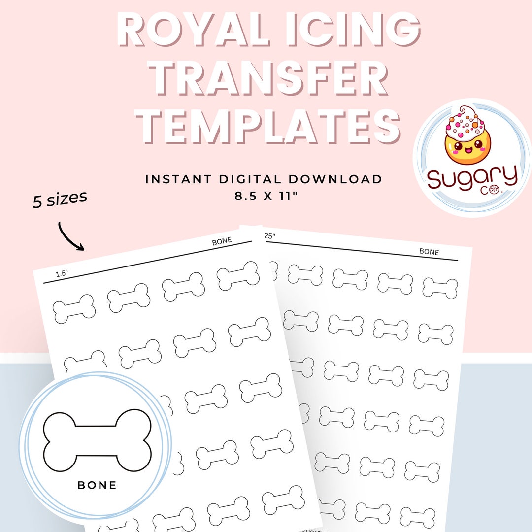 Dog Bone Royal Icing Transfer Sheets: Cookie Decorating Template ...