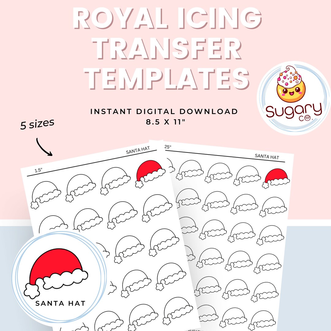 Santa Hat Royal Icing Transfer Sheets: Christmas Cookie Decorating ...