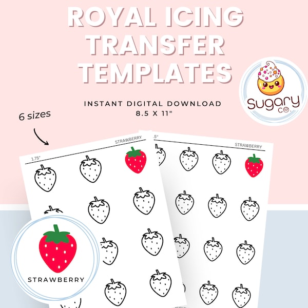 Strawberry Icing Transfer Template - Etsy