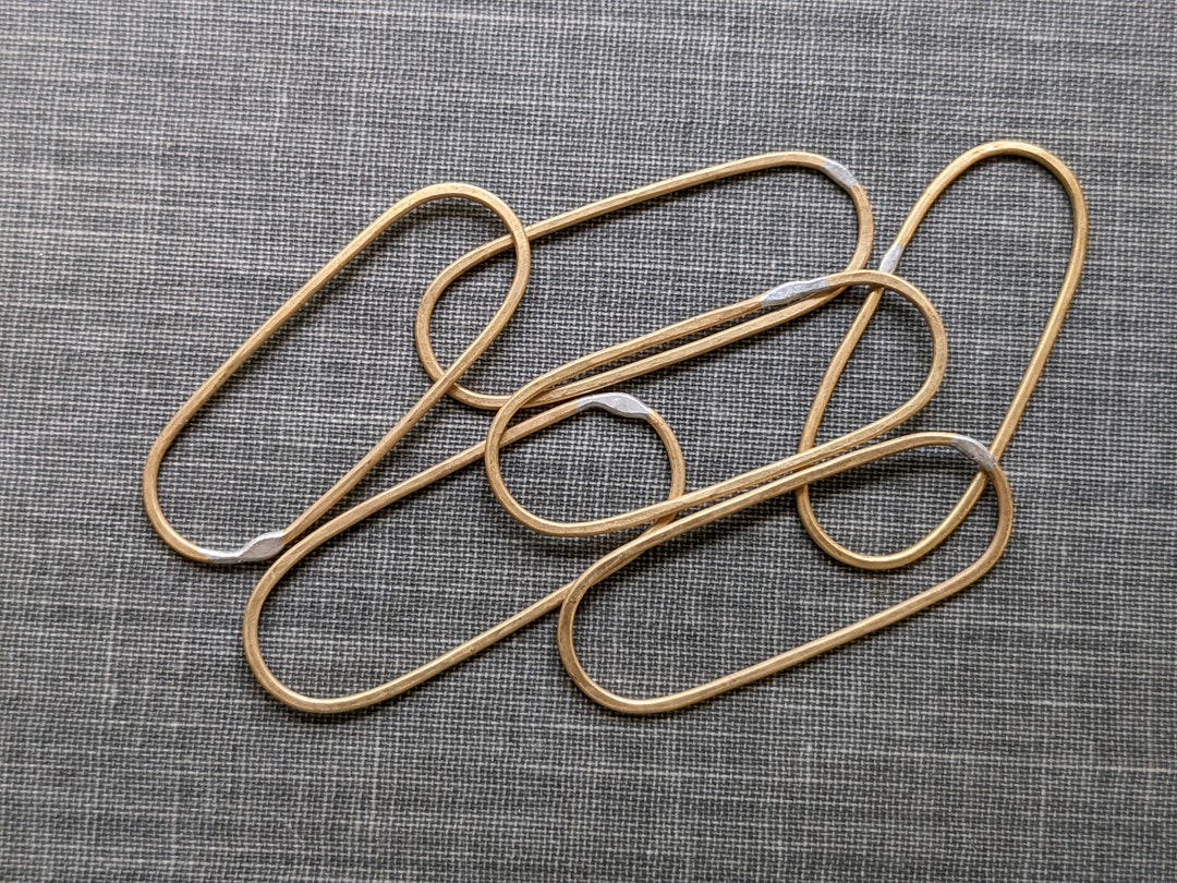 Medium Raw Brass Capsule Shaped Hoops- Set of 6- Forged Links - Etsy