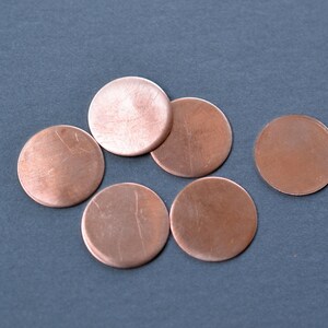 3/4 Inch Diameter Round Copper Discs- Metal Stamping Blanks- Set of 6 ...