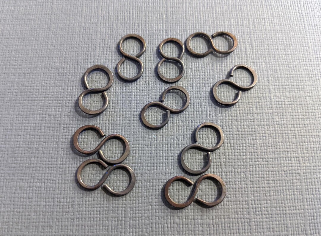 Oxidized Copper Figure 8 Connectors- Set of 10 Small Hand Forged S ...