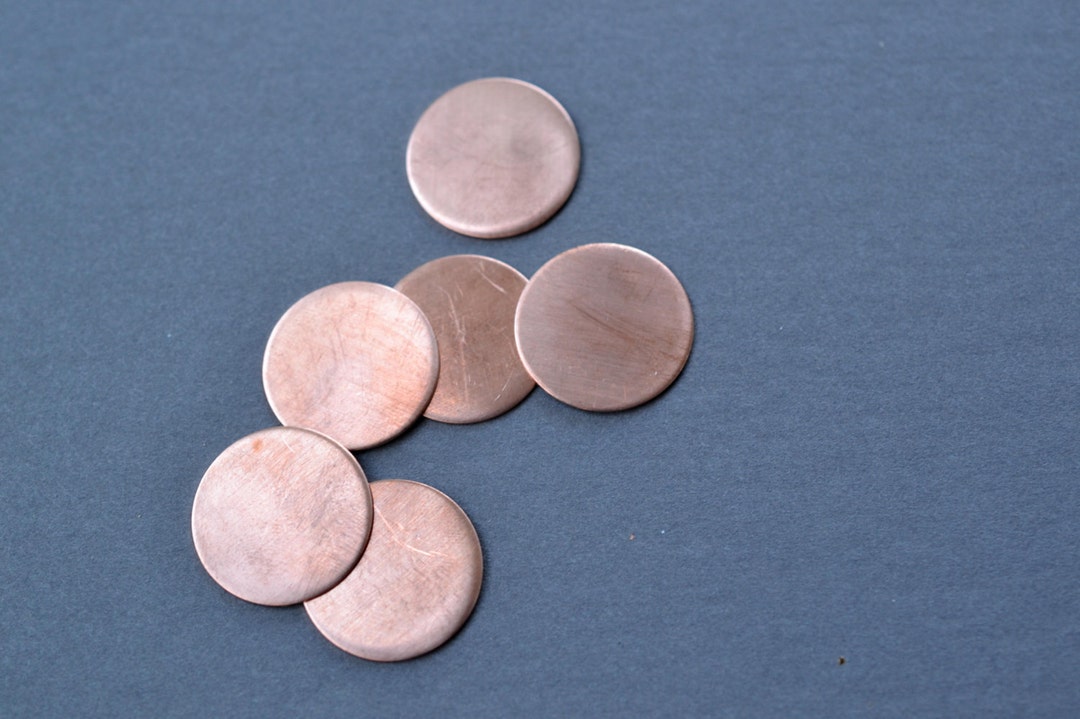 3/4 Inch Diameter Round Copper Discs- Metal Stamping Blanks- Set of 6 ...