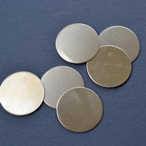 1 Inch Diameter Round Brass Discs- Qty 6- Raw Brass Blank for Stamping ...