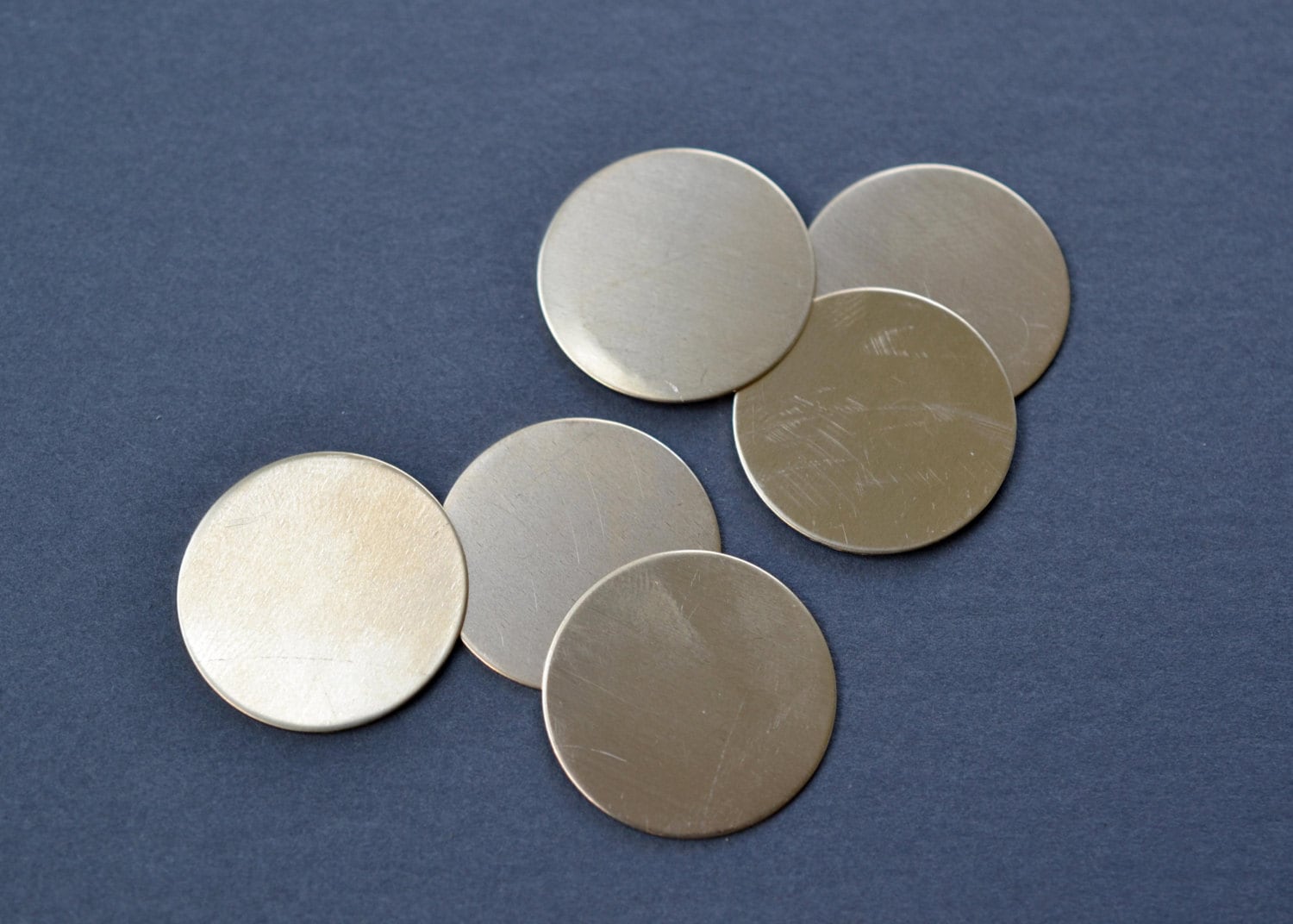 1 Inch Diameter Round Brass Discs- Qty 6- Raw Brass Blank for Stamping ...