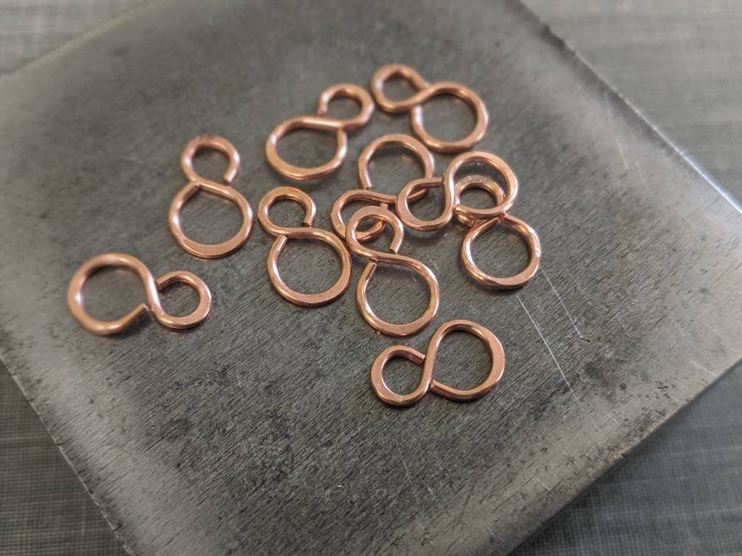 Asymmetric Raw Copper Loop Connectors- Set of 10 Small Hand Forged ...