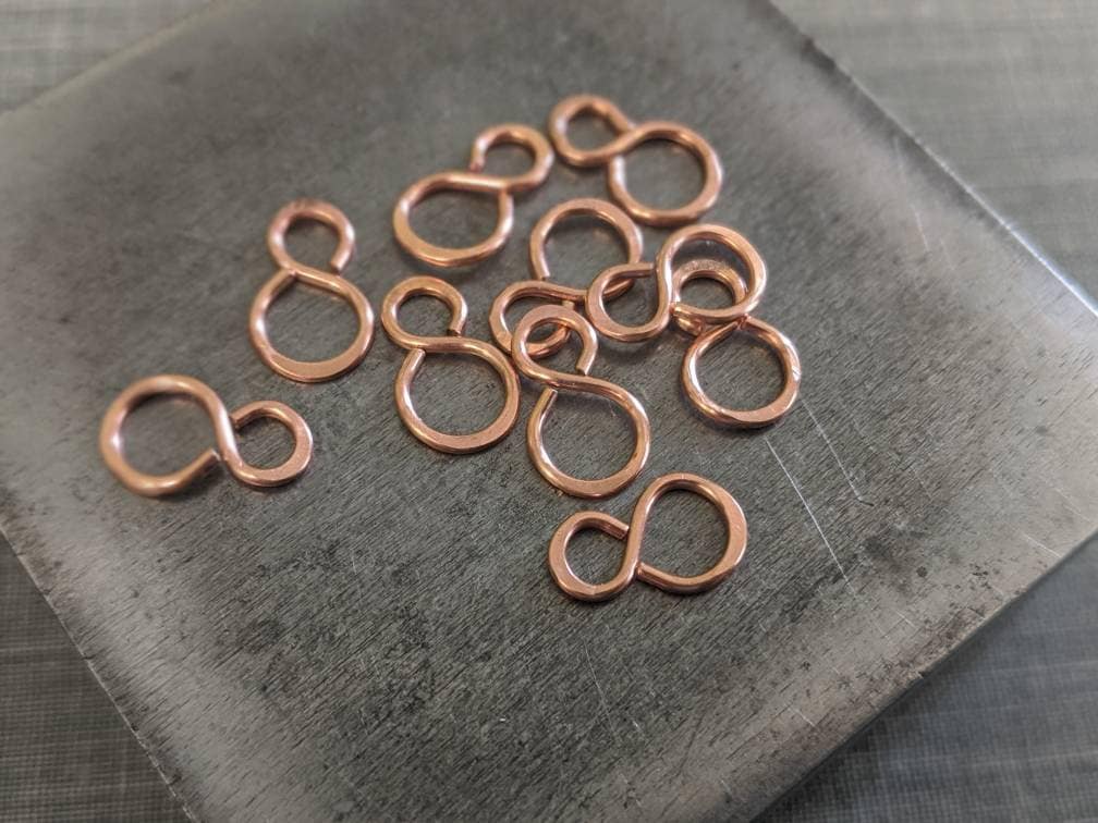 Asymmetric raw copper loop connectors set of 10 small hand | Etsy