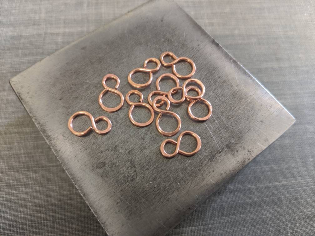 Asymmetric raw copper loop connectors set of 10 small hand | Etsy