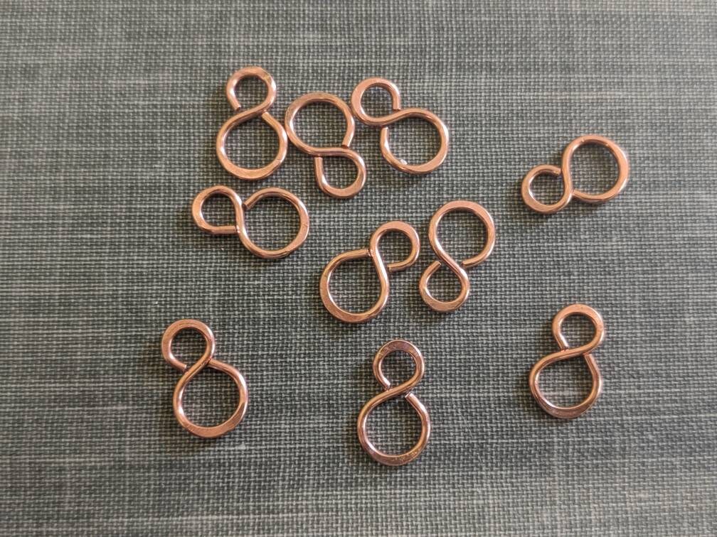 Asymmetric raw copper loop connectors set of 10 small hand | Etsy
