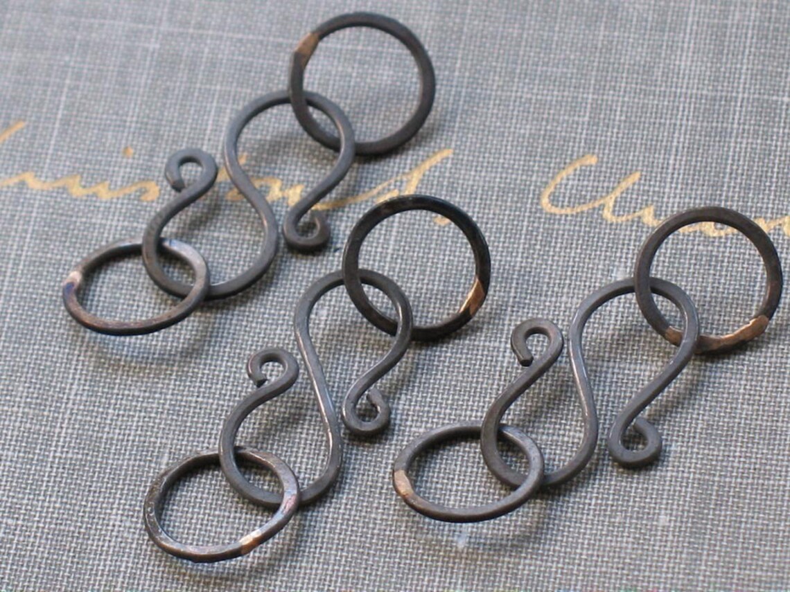 Oxidized Copper Clasps- Set of 3 Handmade Copper S Hook - Etsy